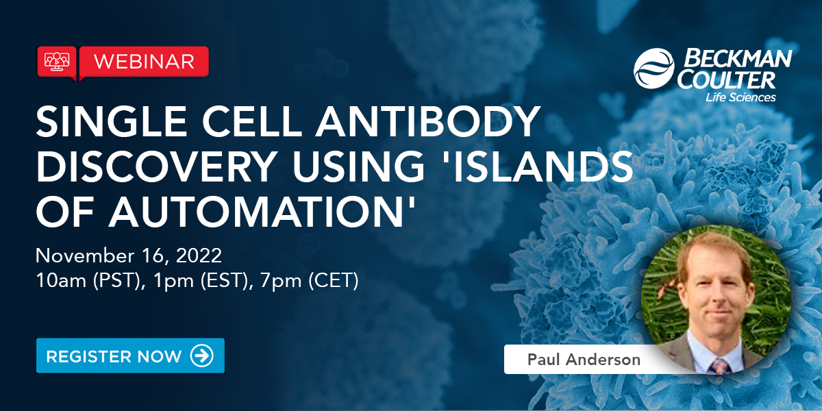 Single cell antibody discovery using'Islands of Automation'